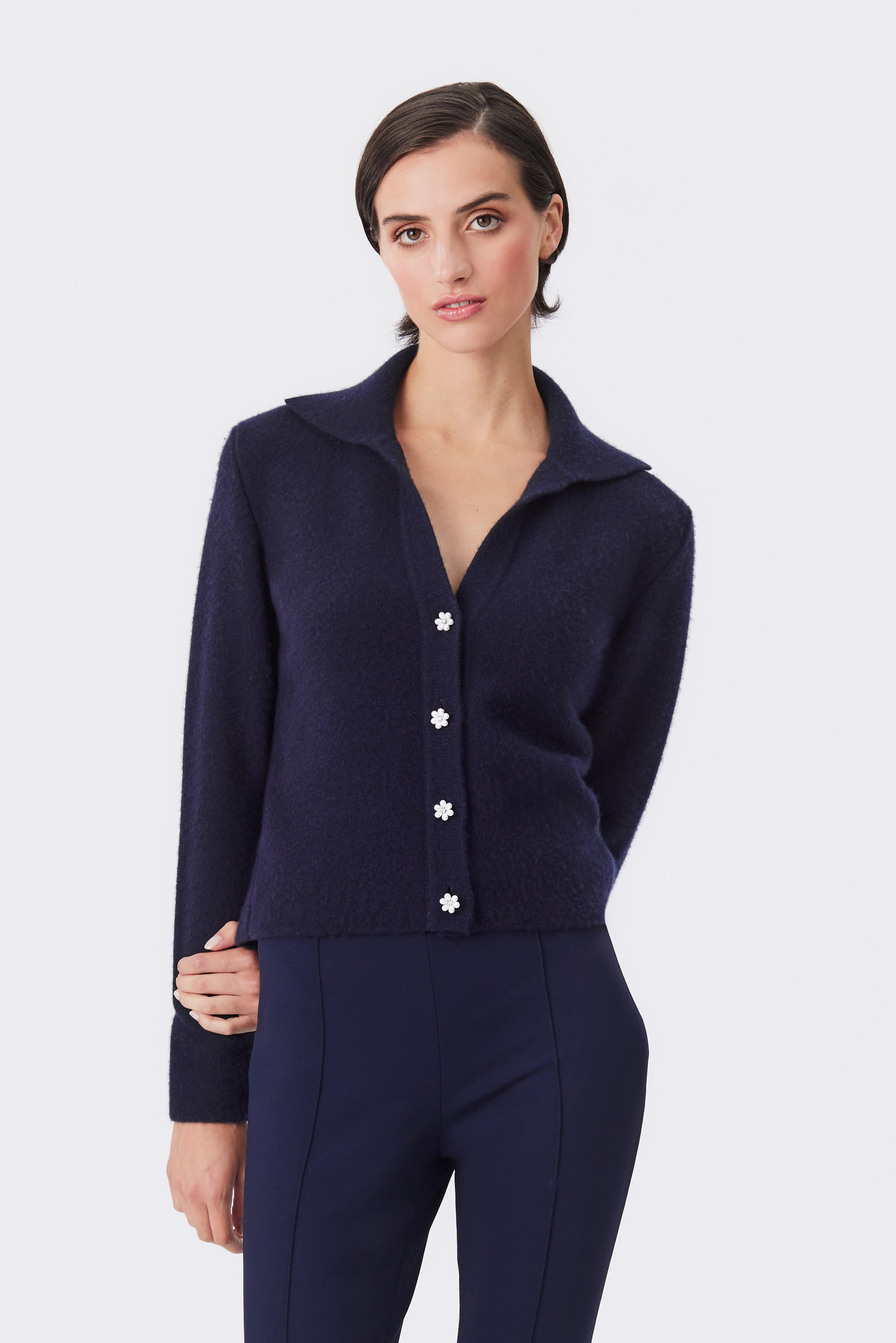 Iris Navy Cashmere Cardigan